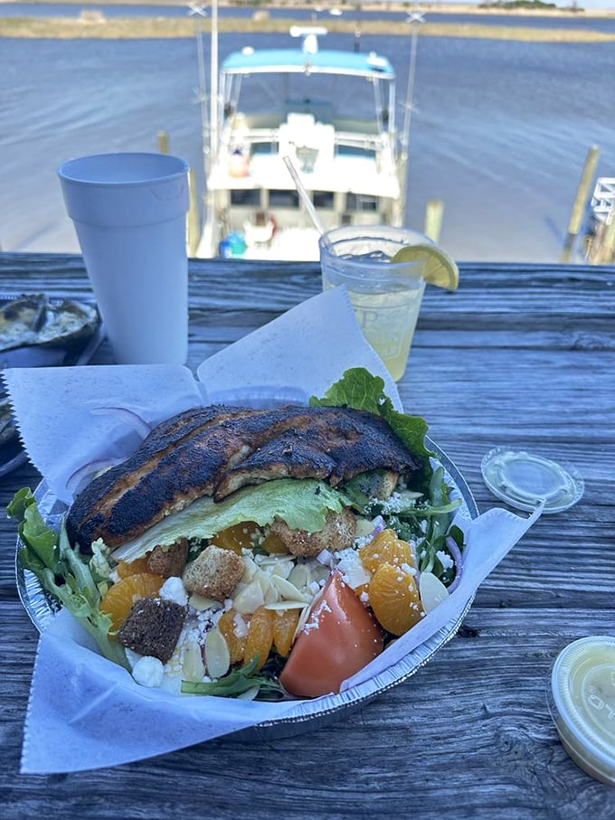 This blackened grouper salad with mandarin oranges is what happens when healthy intentions meet Florida's seafood bounty—a delicious compromise.
