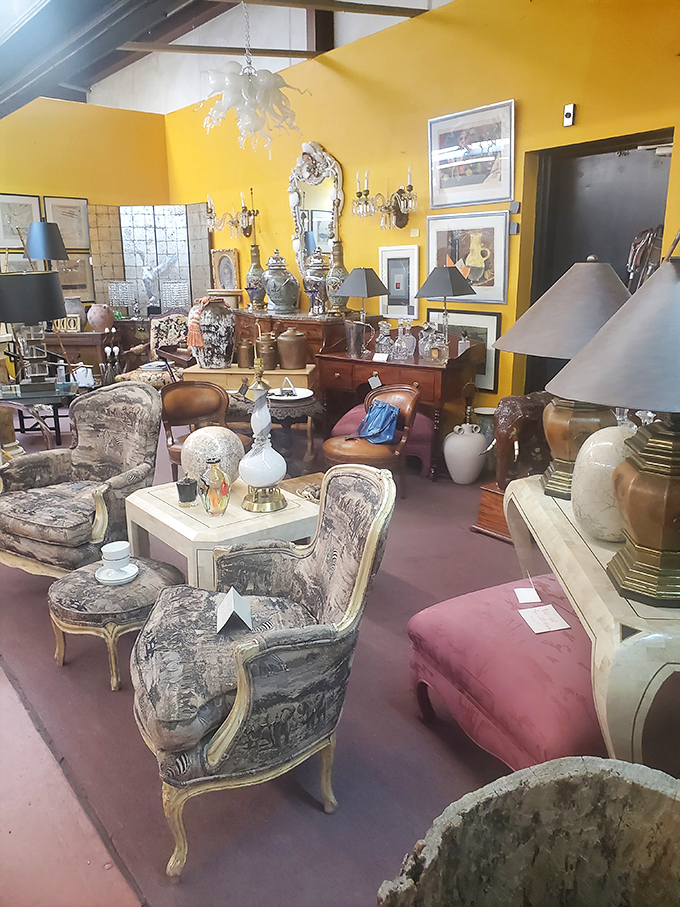 French provincial meets American comfort in furniture arrangements that would make any interior designer swoon with envy.