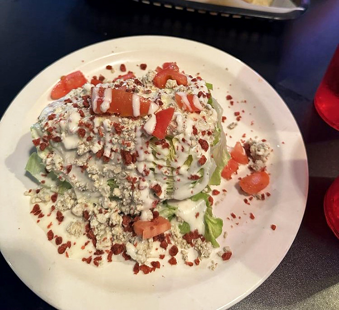This wedge salad is what happens when lettuce decides it wants to dress up fancy but still hang with the blue-collar crowd.