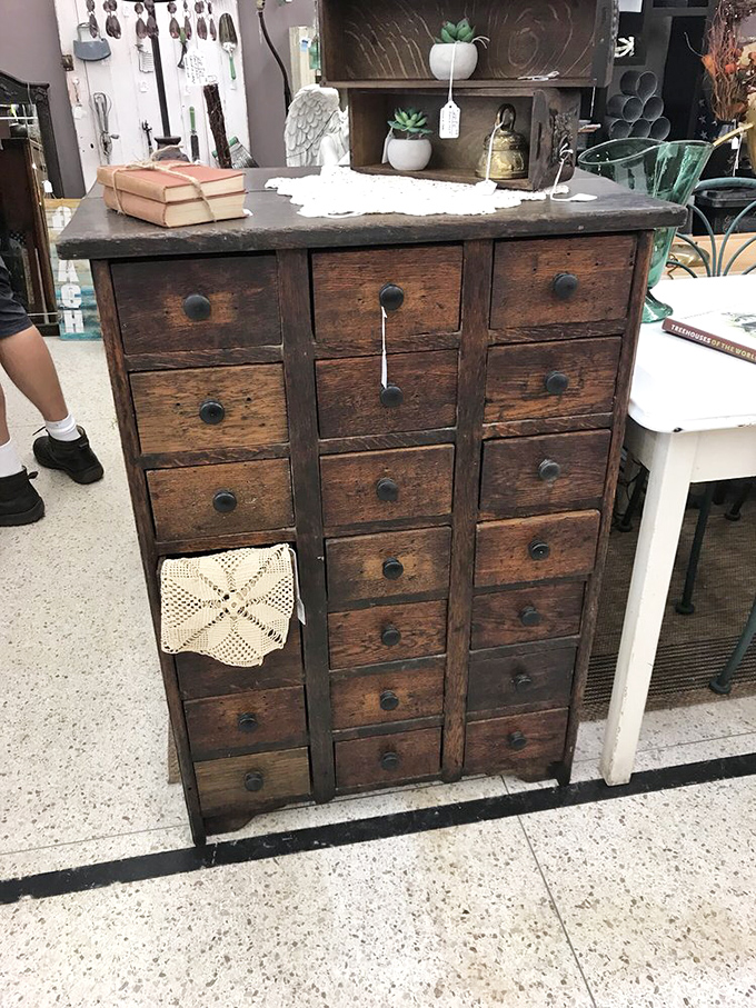 Not your average IKEA find! This multi-drawer apothecary cabinet has probably held everything from seeds to secrets over its many decades of service.