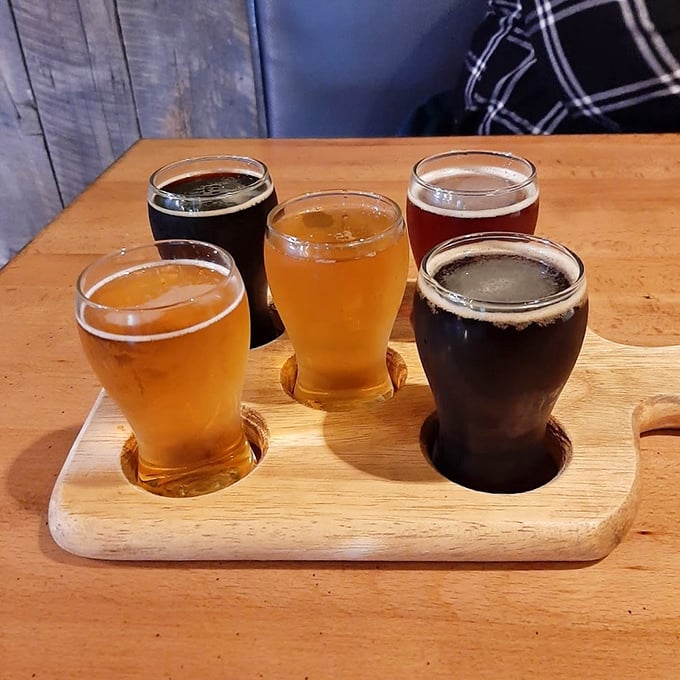 A flight of liquid amber happiness awaits the decisive and indecisive alike. Each glass tells a different hoppy tale—why pick just one?