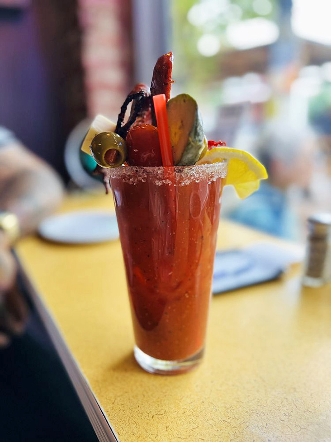This isn't just a Bloody Mary—it's a liquid salad, a hangover cure, and a work of art all in one glorious glass.