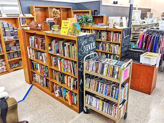"You are never too old to enjoy a good book"—words to live by as you browse shelves where literary treasures await at pocket-change prices.