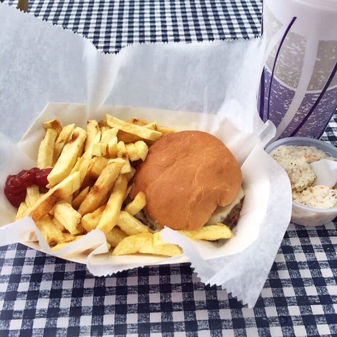 A burger that doesn't need Instagram filters – just honest beef on a soft bun with crispy fries that snap with each bite.