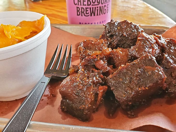 Burnt ends: where "burnt" doesn't mean mistake but rather "flavor concentrated to its most intense, magnificent form." Meat candy for grown-ups.