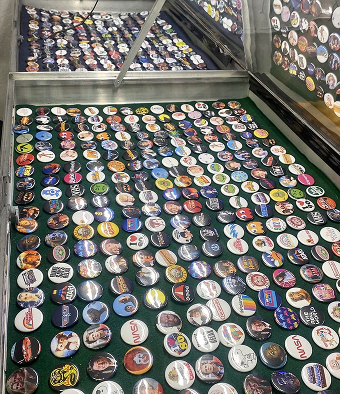 Political buttons spanning generations—wear your historical allegiances or ironically sport a campaign slogan older than your parents.