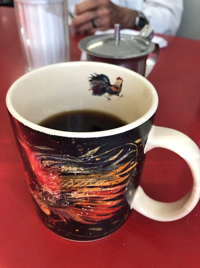 Coffee served in mugs that understand the assignment: fuel first, fancy later, happiness always.