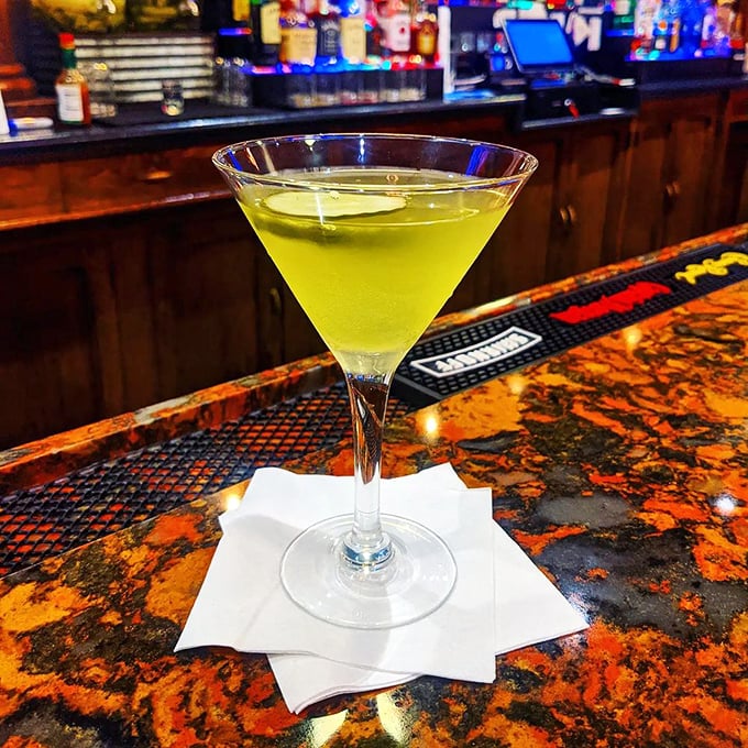 That's not just any martini—it's a dill pickle martini that's equal parts conversation starter and delicious rebellion against boring cocktails.