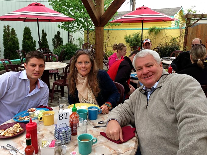 The outdoor patio at Good Morning Mama's—where breakfast conversations flow as freely as the coffee and morning sunshine.