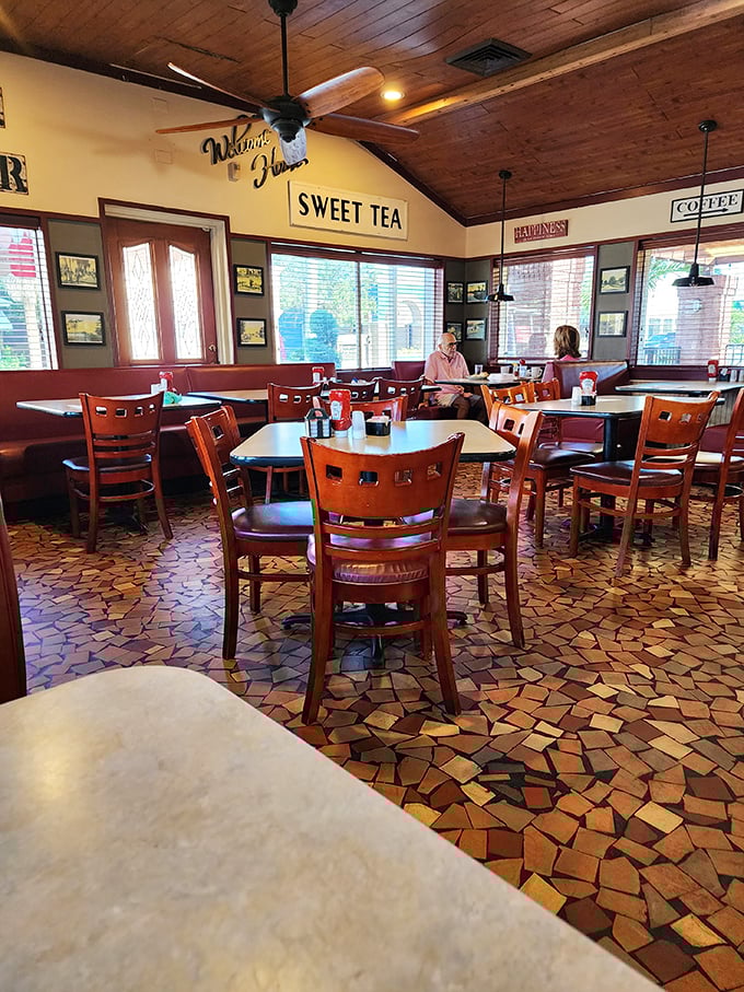 The dining room hums with conversation and silverware clinks—a symphony of satisfaction conducted under wooden beams.