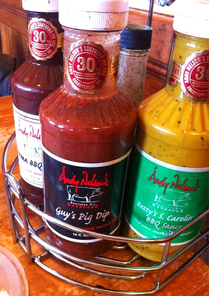 The holy trinity of barbecue enhancement: house sauces ranging from Carolina tang to deep molasses heat that make good meat even better.