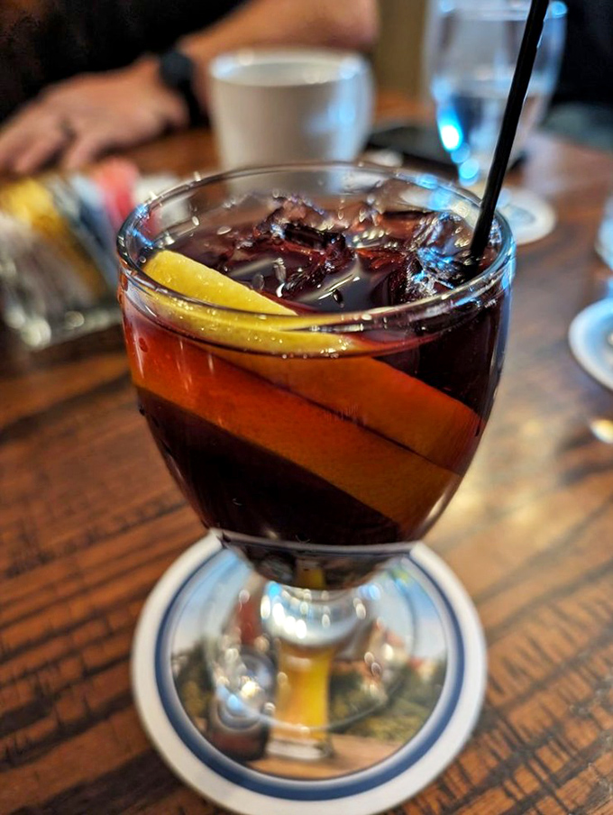 This isn't just any sangria—it's a ruby-red German vacation in a glass, complete with fruit and enough flavor to transport you to a Bavarian wine festival.