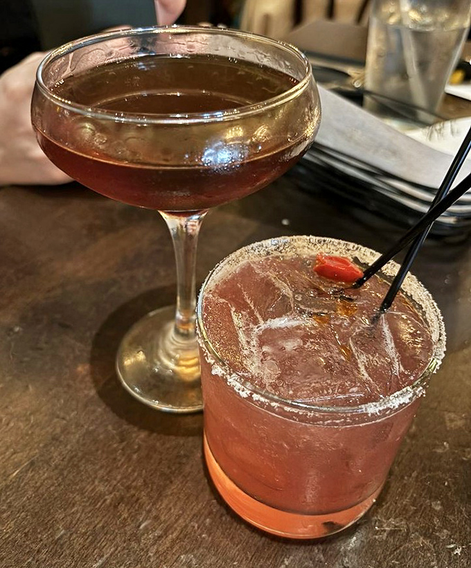 Cocktails that make you reconsider your usual wine order. That rim isn't just salt—it's the gateway to your next favorite drink.