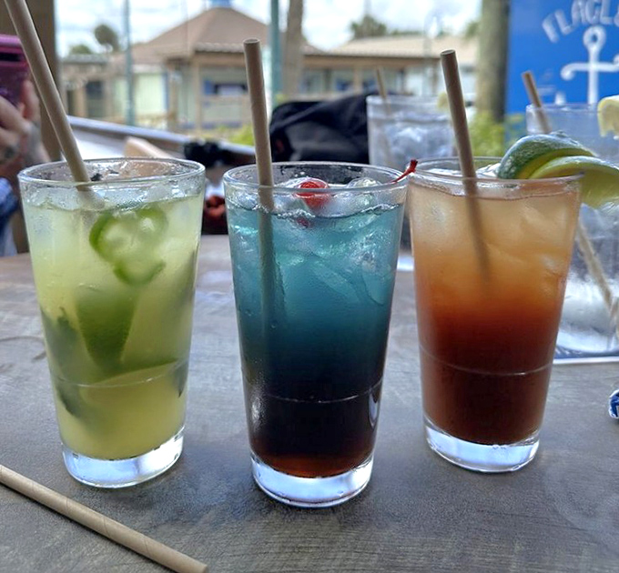 The holy trinity of vacation refreshment. These colorful concoctions—from cucumber-lime freshness to tropical blue—are liquid sunshine in a glass.