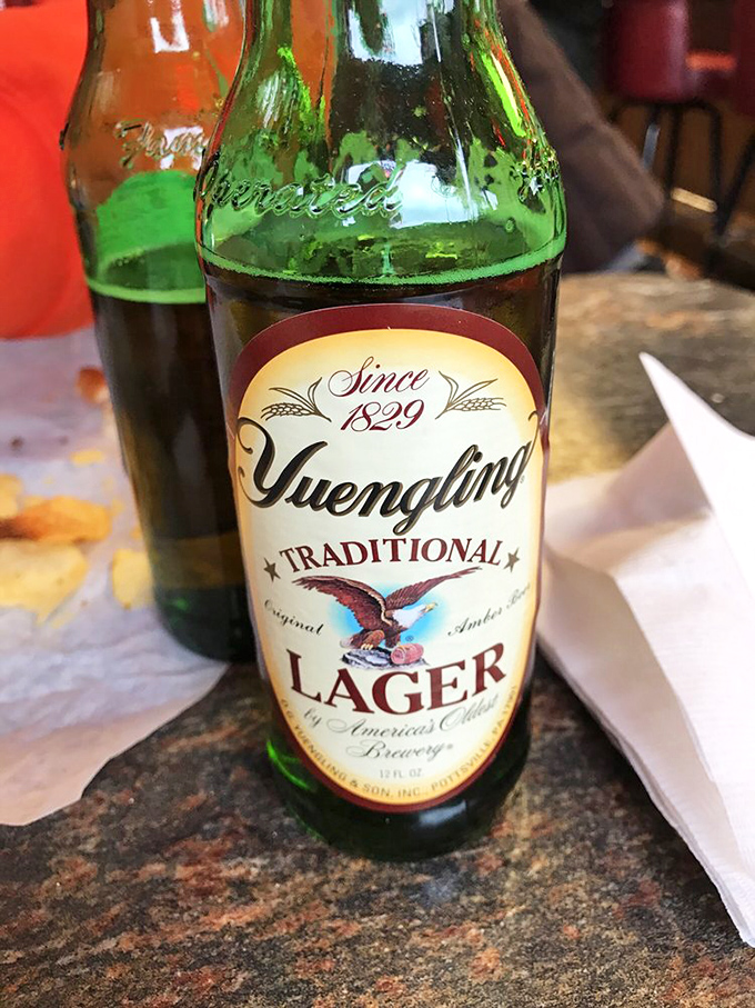 A cold Yuengling to wash down your Maid-Rite—because sometimes the perfect beer pairing isn't craft or artisanal, just refreshingly straightforward.
