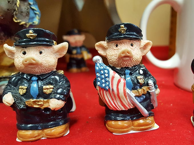 These little piggy officers didn't go to market—they're standing guard over your knickknack shelf. Pork of the law, indeed!
