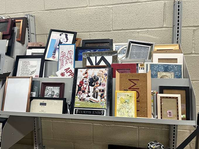 Frame gallery roulette—spot the Bears memorabilia nestled between wedding frames and motivational quotes. Someone's memories, your new wall art.