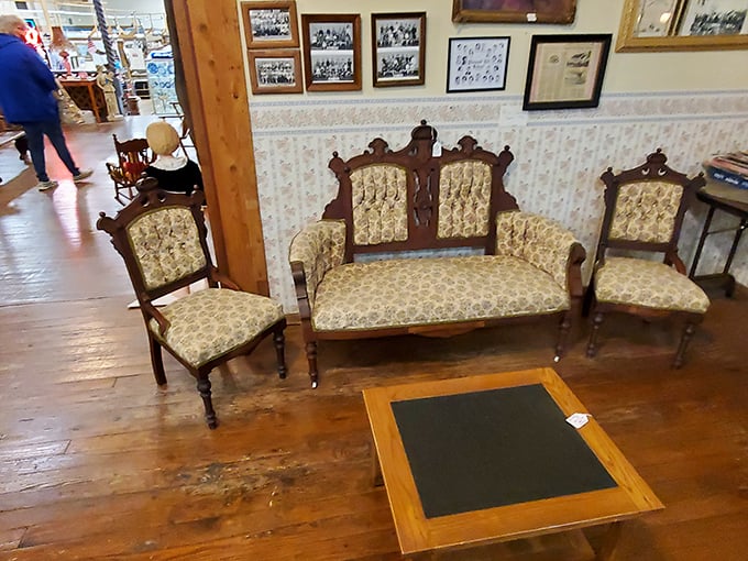 This elegant parlor set isn't just furniture—it's a portal to an era when conversation was an art form and phones stayed on walls.