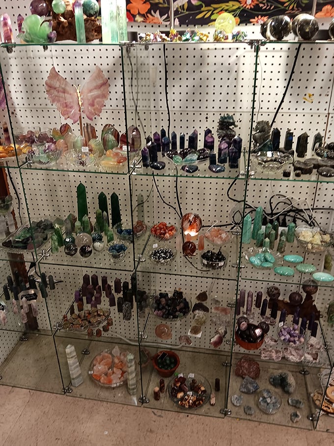 Crystal kingdom where metaphysical meets magnificent. Those rose quartz butterflies aren't just pretty—some swear they bring love into your life!