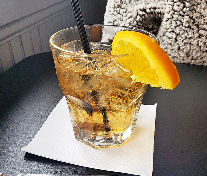 Even the drinks at Jake's get the lakeside treatment—an amber-colored whiskey cocktail with an orange slice that practically begs you to watch the sunset over Lake Erie.