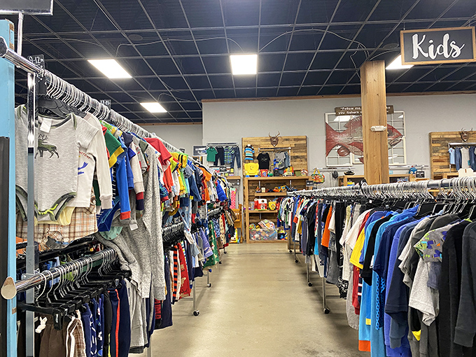 The kids' section offers a rainbow of tiny fashions at prices that won't make parents weep when growth spurts inevitably strike.
