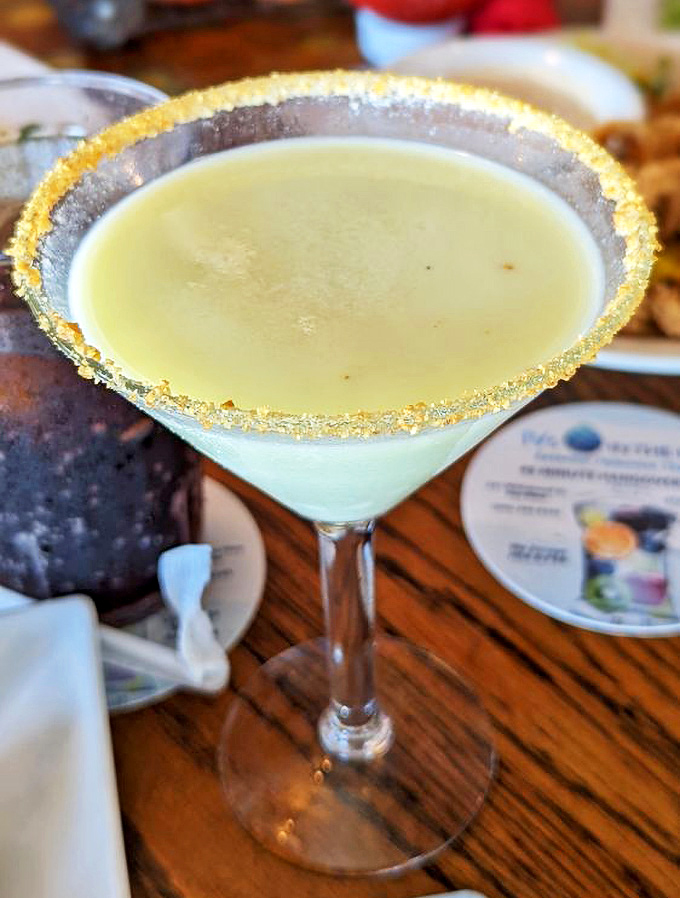 The Key Lime Martini: dessert in a glass with a graham cracker rim that makes you wonder why all drinks don't come dressed like this.