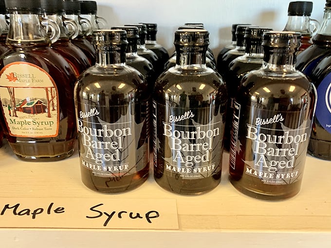 Bourbon barrel aged maple syrup—because sometimes your pancakes deserve to feel as fancy as you do on vacation.
