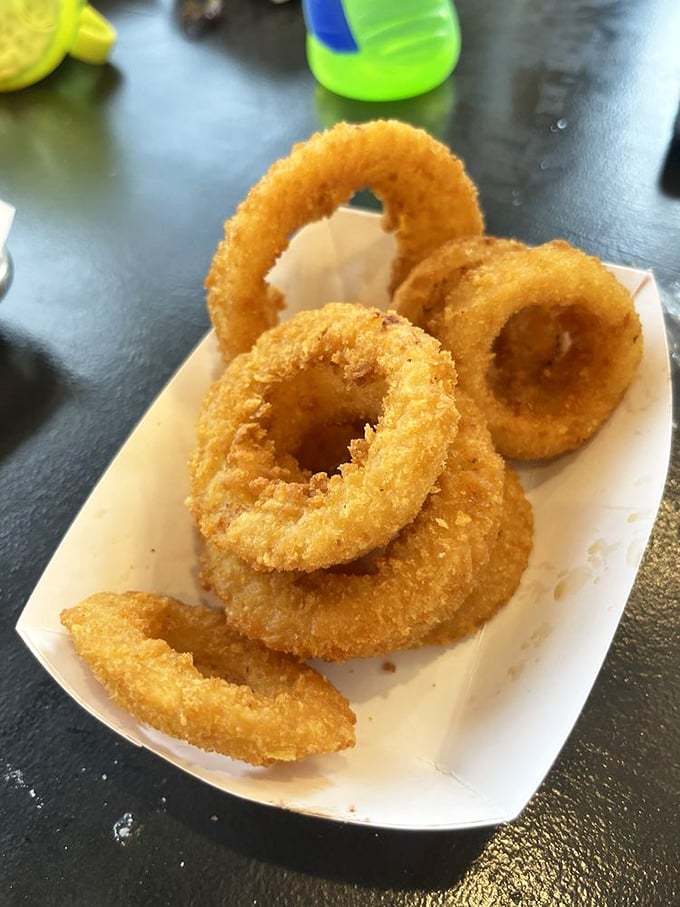 Onion rings that achieve the perfect crunch-to-softness ratio. These golden halos deserve their own special place in the fried food hall of fame.