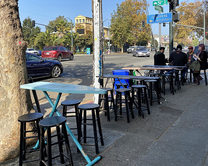 Blue ironing boards as outdoor tables? It's either madness or genius—and after tasting the food, you'll know it's definitely the latter.