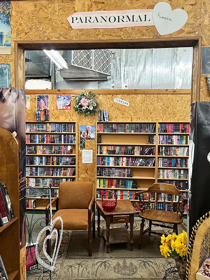 The Paranormal Romance nook comes complete with cozy seating – because sometimes you need a comfortable chair when exploring the supernatural affairs of the heart.