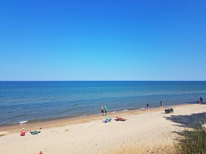 Beach day perfection doesn't require palm trees—just endless blue horizon, warm sand, and the sweet absence of email notifications.