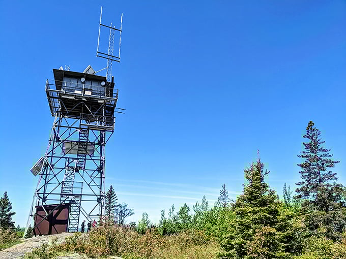 Communication meets isolation at this fire tower. From here, park rangers monitor the wilderness below while visitors soak in panoramic views that digital screens can't replicate.