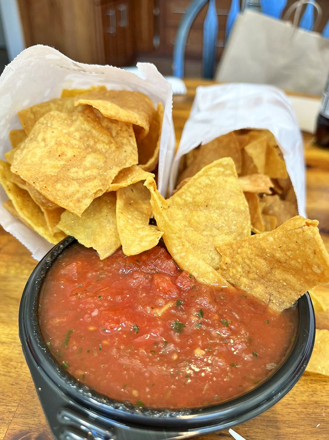 Salsa and chips – the opening act that threatens to steal the show. Homemade chips with salsa that tastes like summer.