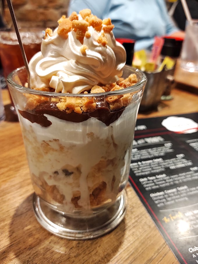 Layers of ice cream, chocolate, and crumbled graham crackers bring campfire memories indoors. All the s'mores flavor without singed eyebrows. 