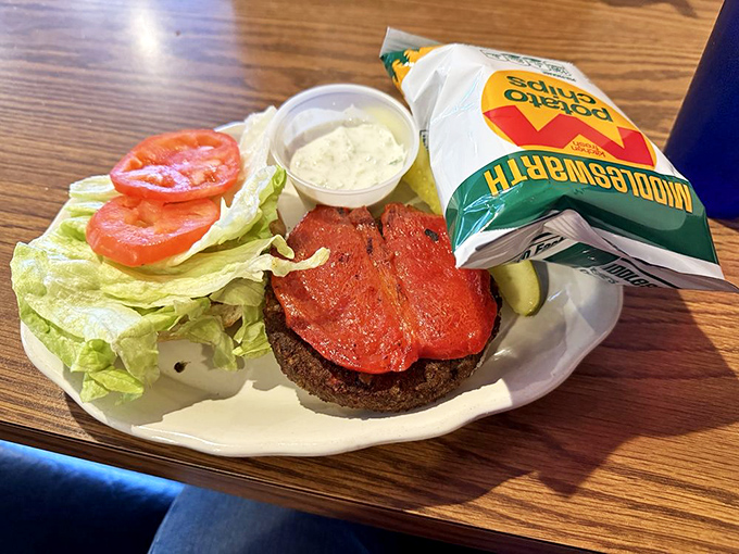 A proper diner burger doesn't need fancy toppings or artisanal buns—just honest beef, fresh veggies, and zero pretension.
