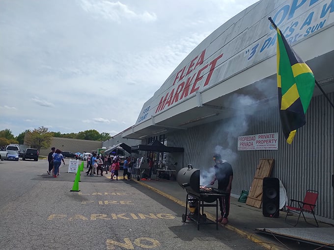 Ah, the flea market—where the real treasures are found not just in the aisles, but in the air! The smoky scent of sizzling barbecue mixes with the excitement of browsing quirky gems.