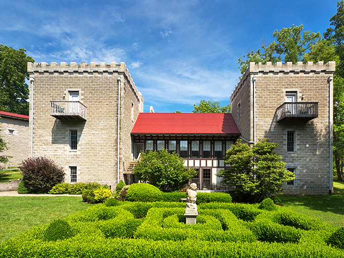 Stone tower meets wooden wonderland. Like a medieval treehouse for grown-ups hiding in Hocking Hills.