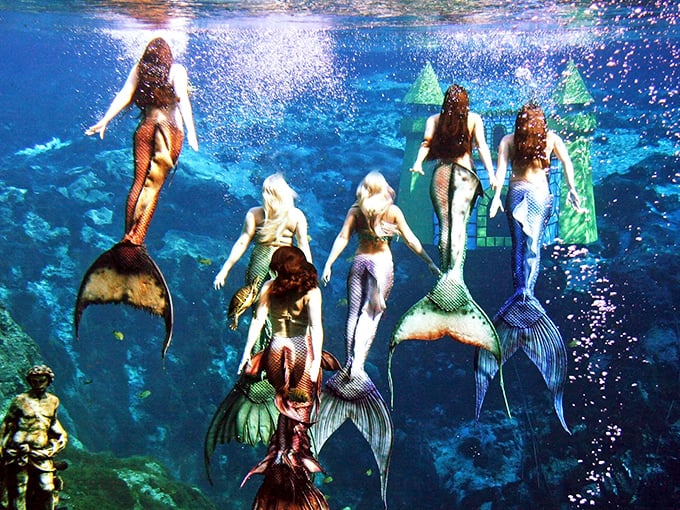 Real mermaids performing underwater ballet makes every pool party look absolutely ordinary.