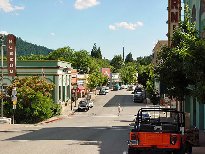 The streets of Dunsmuir are framed by forested mountains, nature's version of the perfect picture frame.