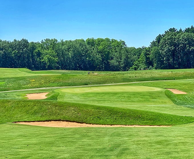 The manicured greens of this golf course near Green Lake offer both challenging play and spectacular views – golfer's paradise in the heartland.