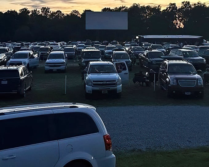 Blankets spread on the grass at Hi-Road Drive-In—the ultimate comfort viewing. Some prefer their movie seats closer to earth!