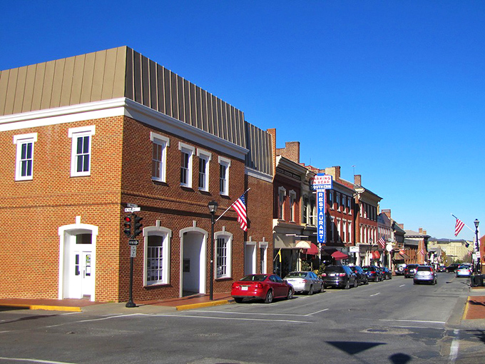 The golden light of sunset bathes Lexington's brick buildings, turning an ordinary street corner into something worthy of a watercolor painting.