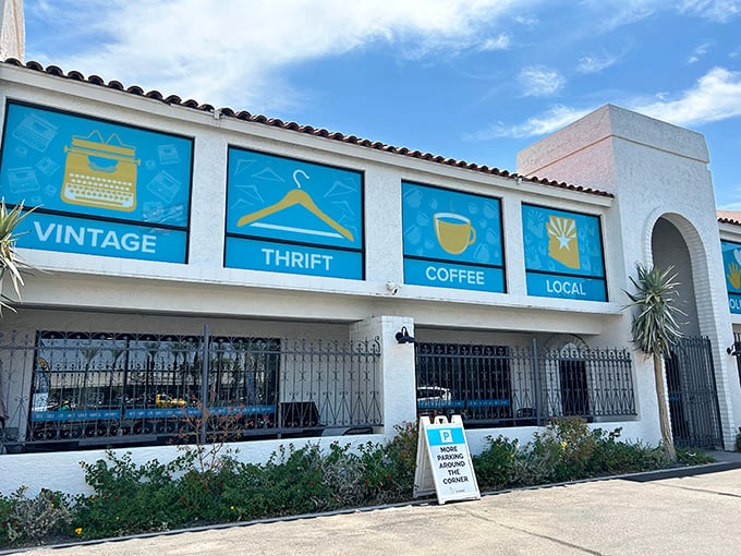 Coffee, vintage finds, and local charm blend perfectly at this boutique thrift store, where shopping feels like a social event.