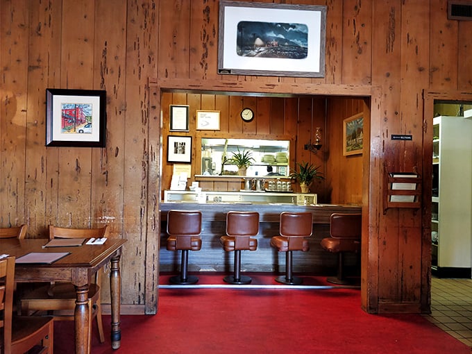 The dining area connects you to decades of California history, where the wooden doorframe has likely witnessed more food epiphanies than a cooking show marathon.
