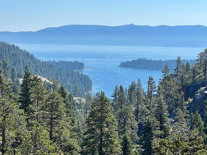 Alpine perfection: A pristine mountain lake nestled in a granite bowl—the reward waiting for those who venture beyond Eagle Falls.