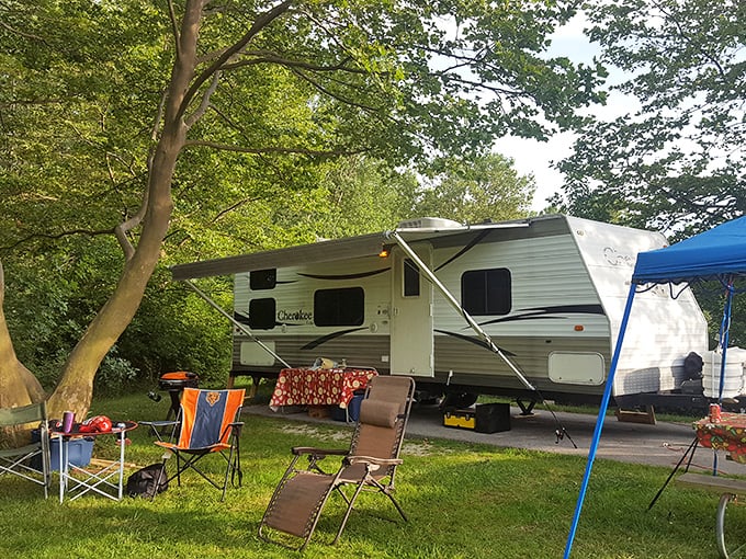 RV living at its finest—where "roughing it" means the Wi-Fi might be spotty, but the views are always five-star.