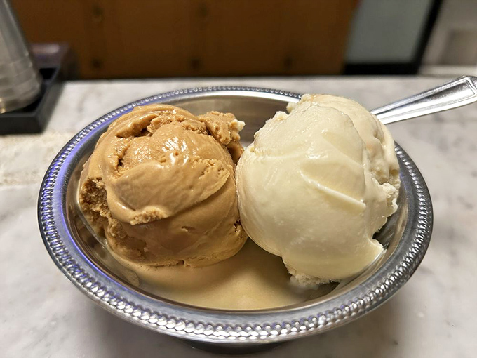 Two scoops, infinite possibilities. The butterscotch and vanilla pairing is like Fred and Ginger—one smooth, one sassy, perfect together.