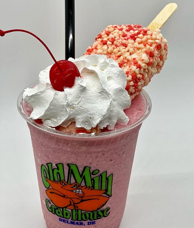 When a milkshake meets a cherry-topped ice cream bar, magic happens—the sweet finale to your seafood symphony.
