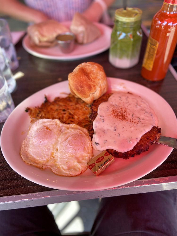 Chicken fried steak with eggs sunny-side up: the breakfast equivalent of winning the lottery before noon.