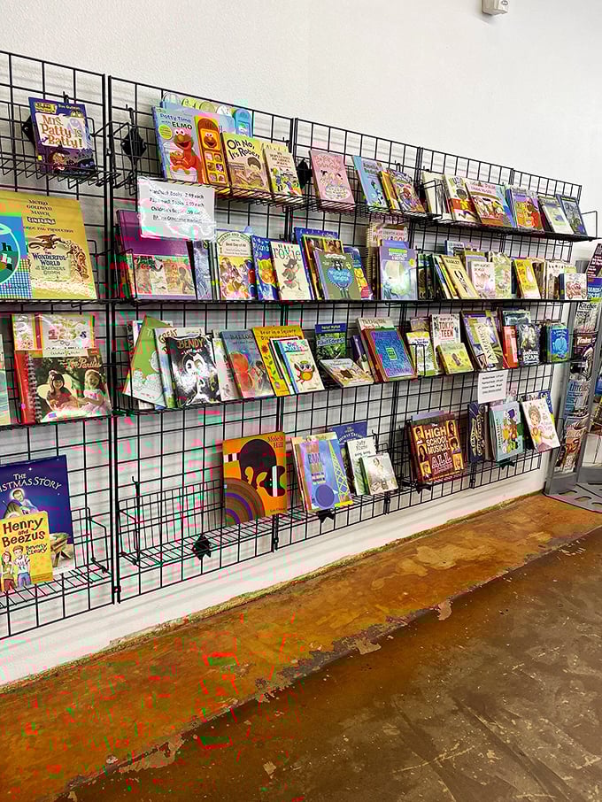 The children's book section is a time machine to childhood, where beloved characters patiently wait for new young readers.